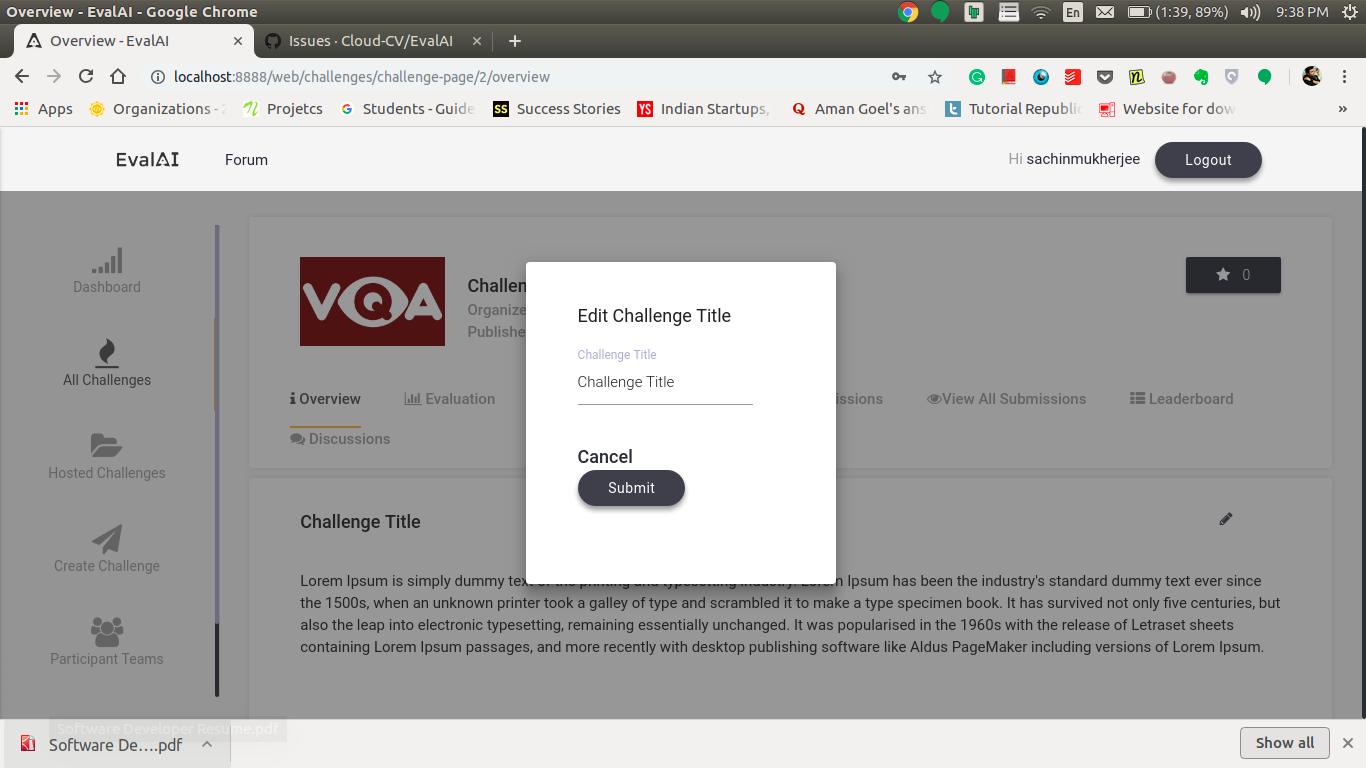 Buttons of Edit Challenge Title of My Hosted Challenges are not properly aligned · Issue #1904 ...