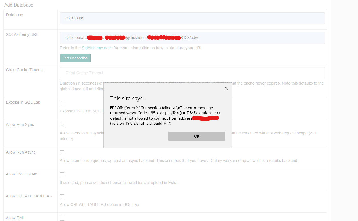 Can T Add Clickhouse Database Allways Connecting As Default User