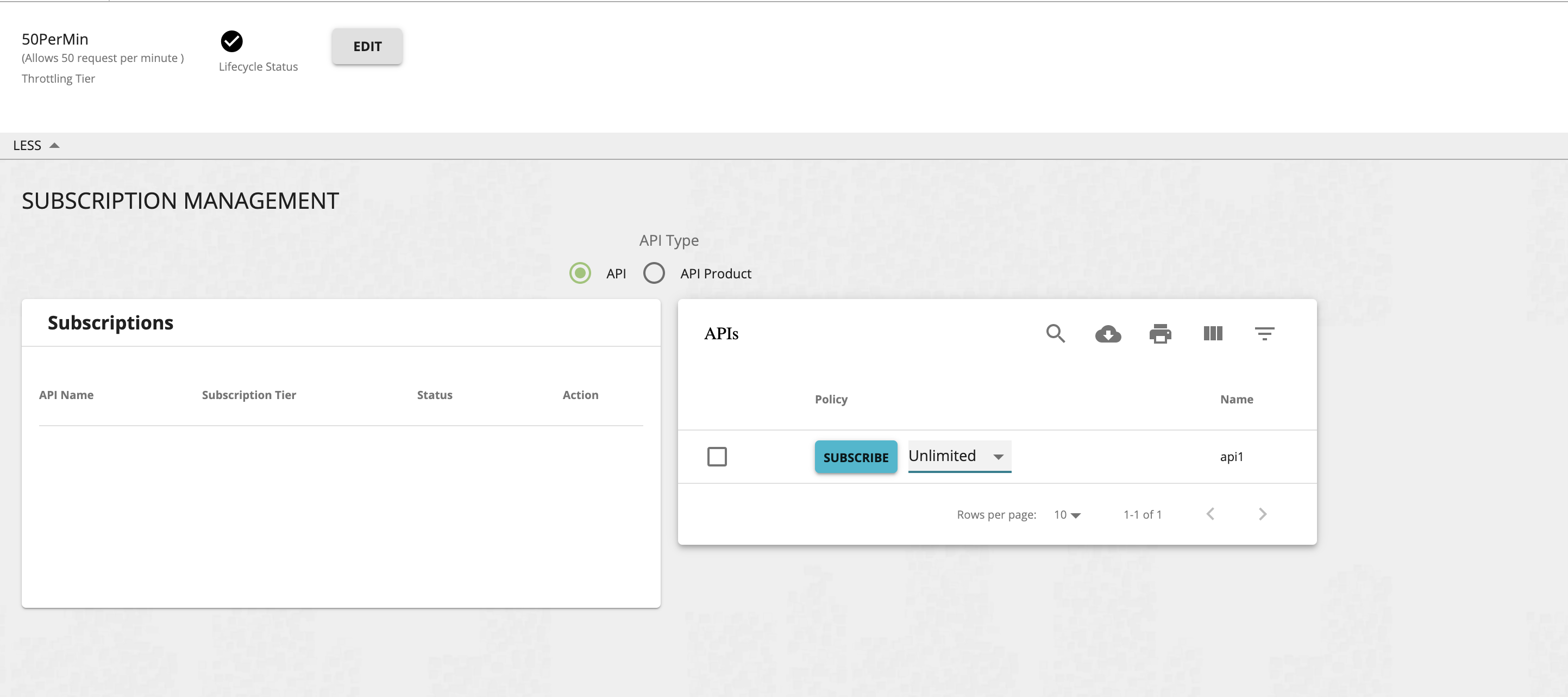 Change the subscription management UI · Issue #5521 · wso2/product-apim · GitHub