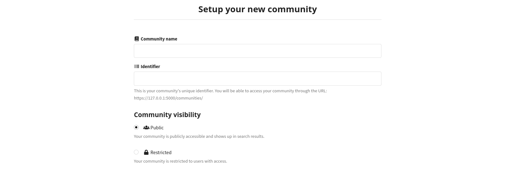 Provide red asterisk next to community name + identifier on creation · Issue #786 ...