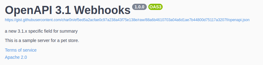 OpenAPI 3.1.0 support: support for Info.summary field · Issue #8486 · swagger-api/swagger-ui ...