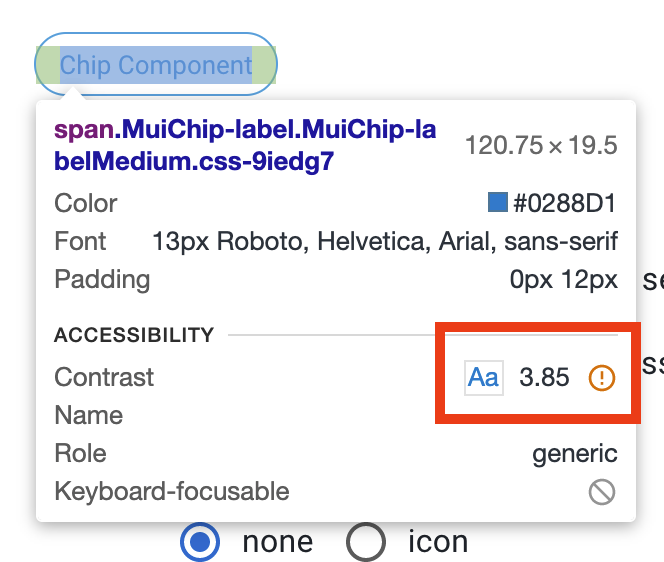[Chip] Labels have insufficient color contrast when 'outlined' and ...