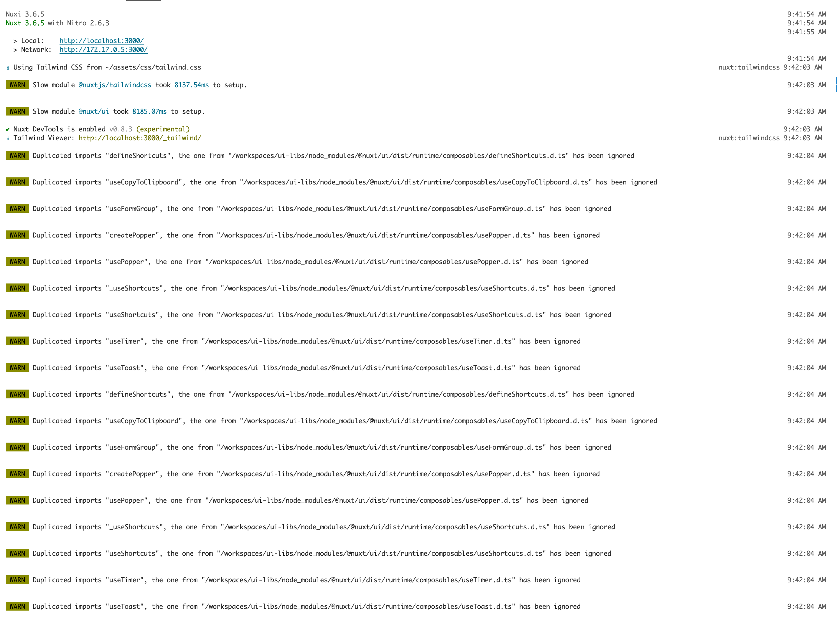 Duplicated Imports Warning When Running Dev Server · Issue 629 · Nuxtui · Github