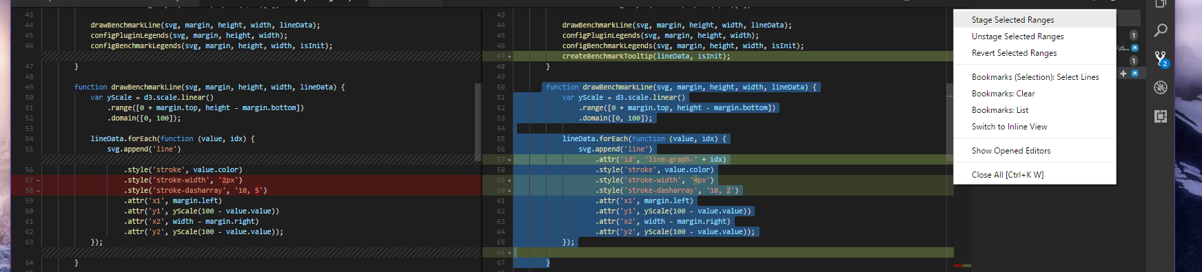 Staged selected ranges still appear in the unstaged file · Issue #28606 ...