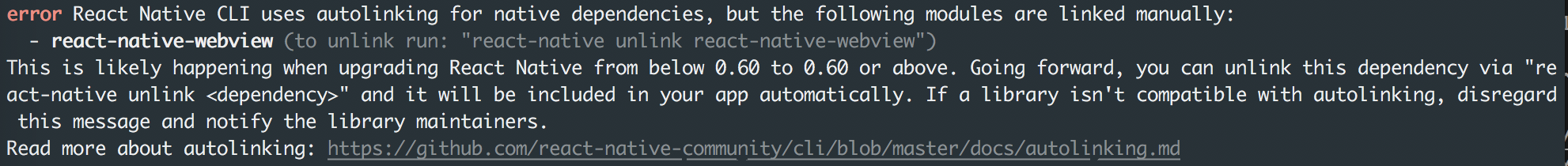Autolinking For React Native 060 · Issue 732 · React Native Webviewreact Native Webview