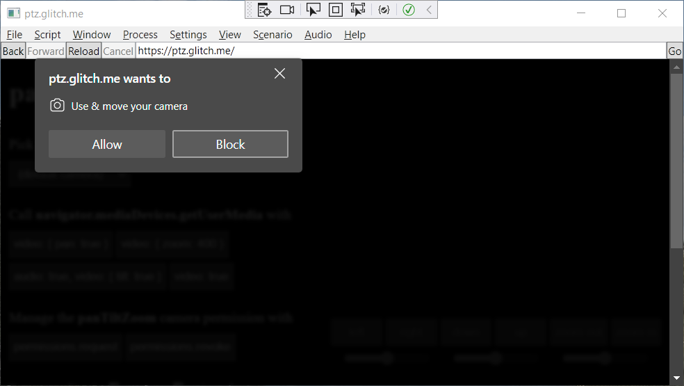 Only one CoreWebView2.PermissionRequested event is raised when requesting pan tilt zoom ...
