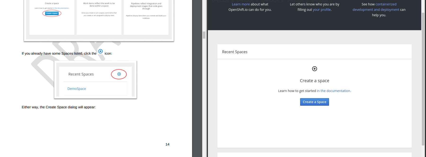 + icon for space creation doesn't exit · Issue #1579 · openshiftio/openshift.io · GitHub
