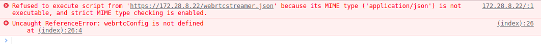 because its MIME type ('application/json') is not executable, and strict MIME type checking is ...