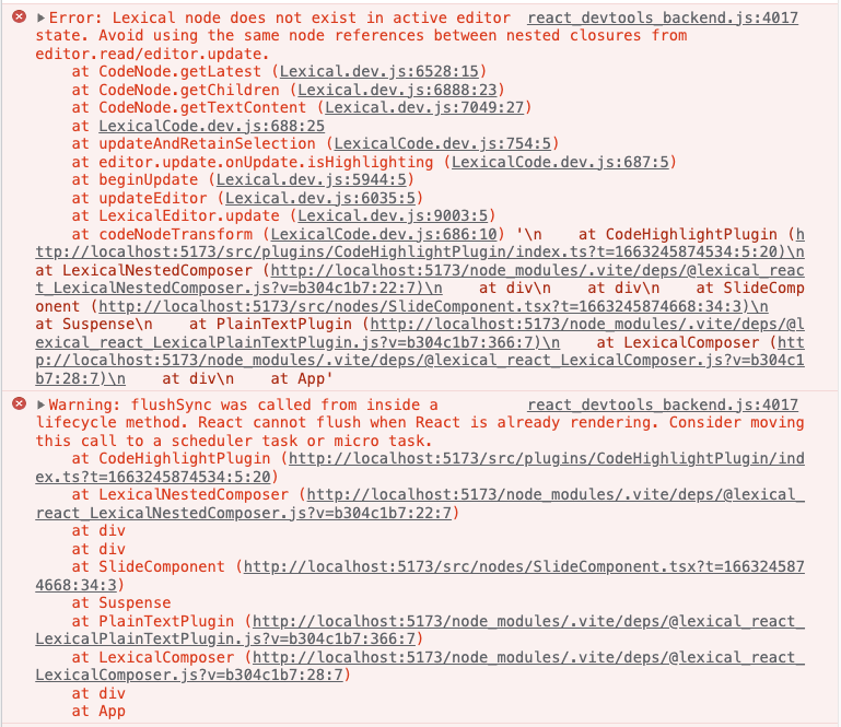 Bug: LexicalCode sometimes throws · Issue #3023 · facebook/lexical · GitHub