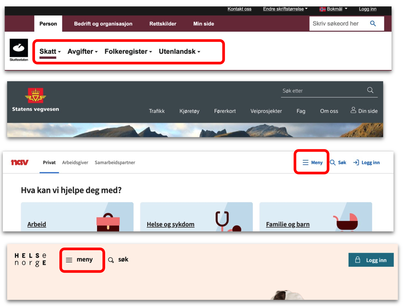 Ulike menyer og oversikter · Issue #21 · digdir/innsiktsbibliotek · GitHub