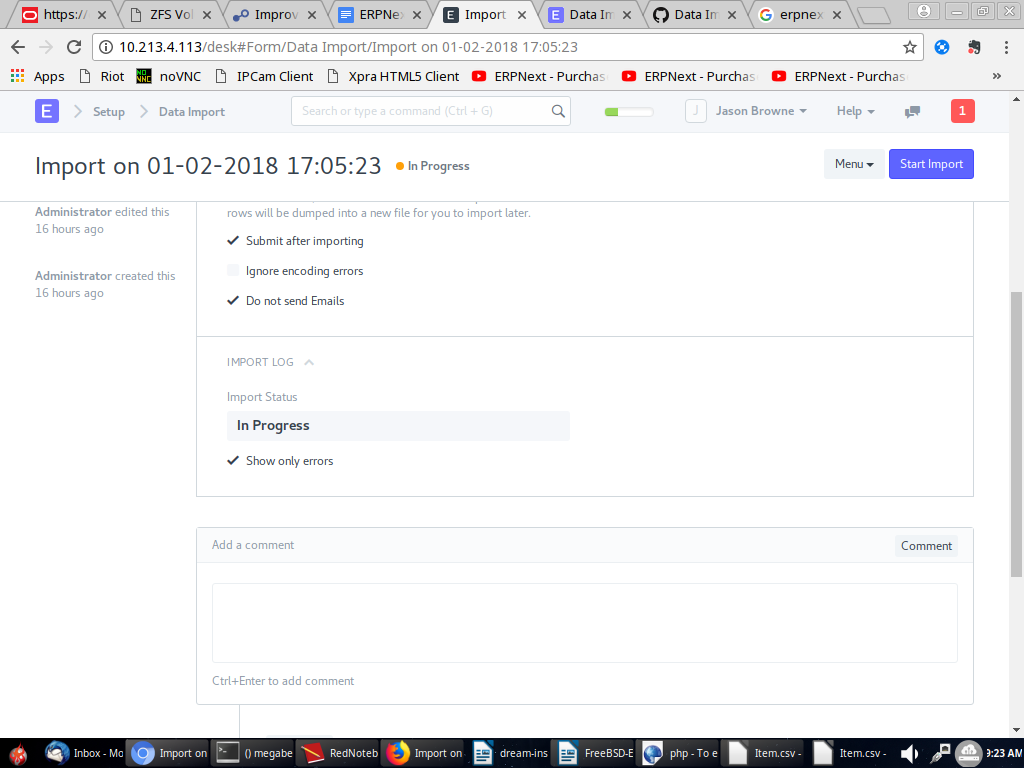 Data Import Does Not Move Pass In Inprogress · Issue 12305 · Frappeerpnext · Github 