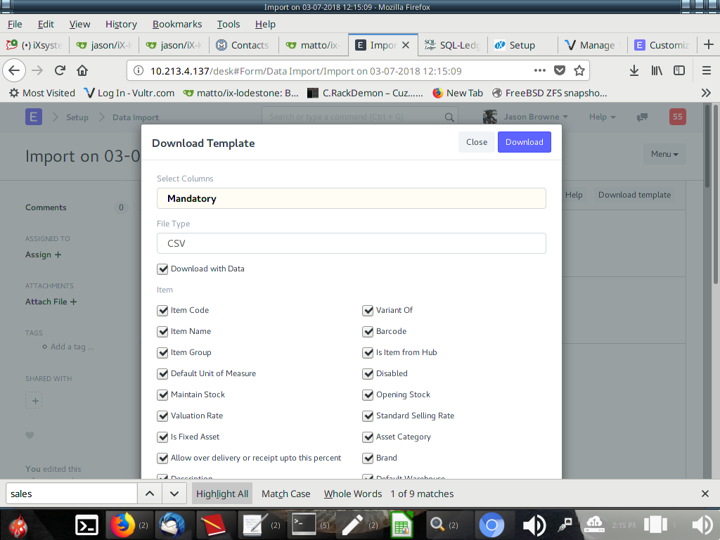 ERPNext new data import tool does not get uncheck unmandatory files when mandatory is selected ...