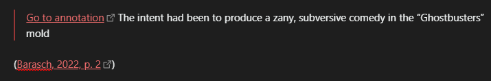 When "Insert notes into current document", "Go to annotation" appears ...
