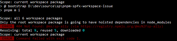 [SPFx] [404] Not Found errors during pnpm install · Issue #4854 · SharePoint/sp-dev-docs · GitHub