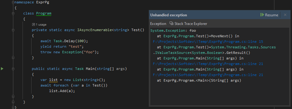 `AsyncEnumerable` exceptions don't trace back to caller · Issue #973 · getsentry/sentry-dotnet ...