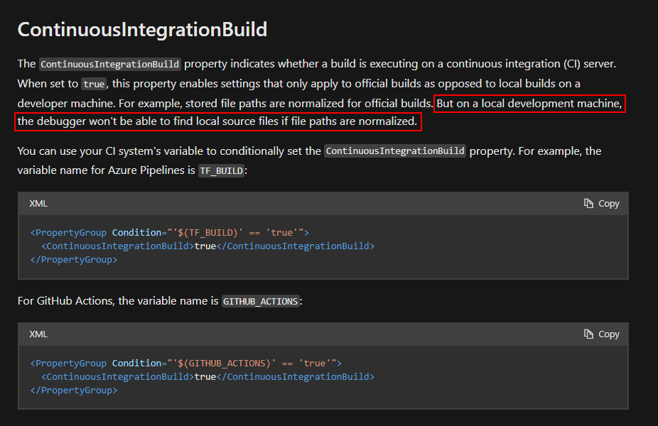 Links To Code For Failed Test 404 When Deterministic Builds Are Used · Issue 21 · Tyrrrz