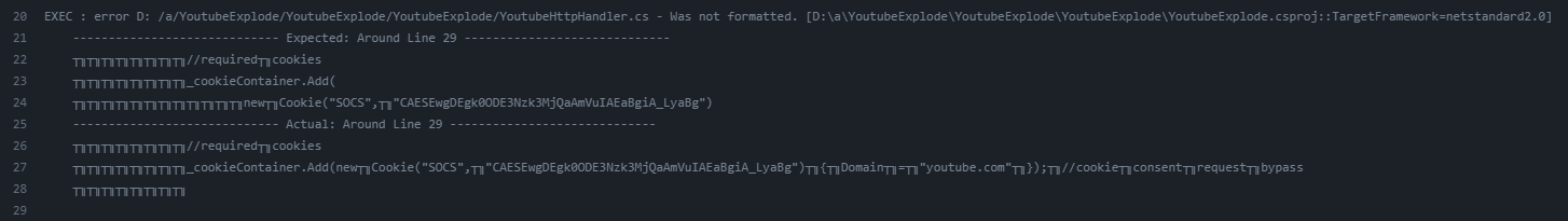 Errors For Invalid Formatting Use Weird Characters For Spacing · Issue 947 · Belavcsharpier 