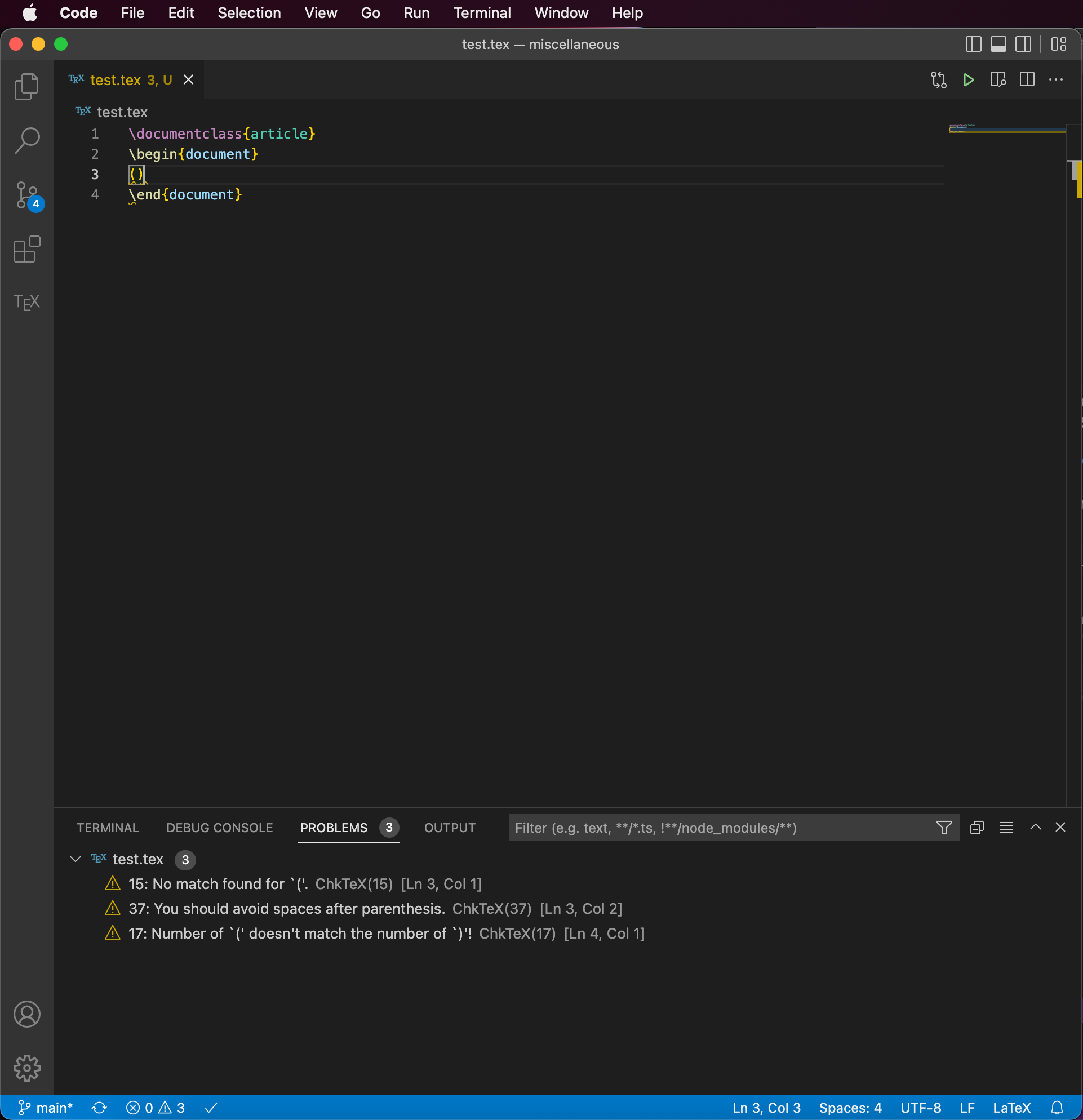 chktex linting errors remain after correction · Issue #3429 · James-Yu/LaTeX-Workshop · GitHub