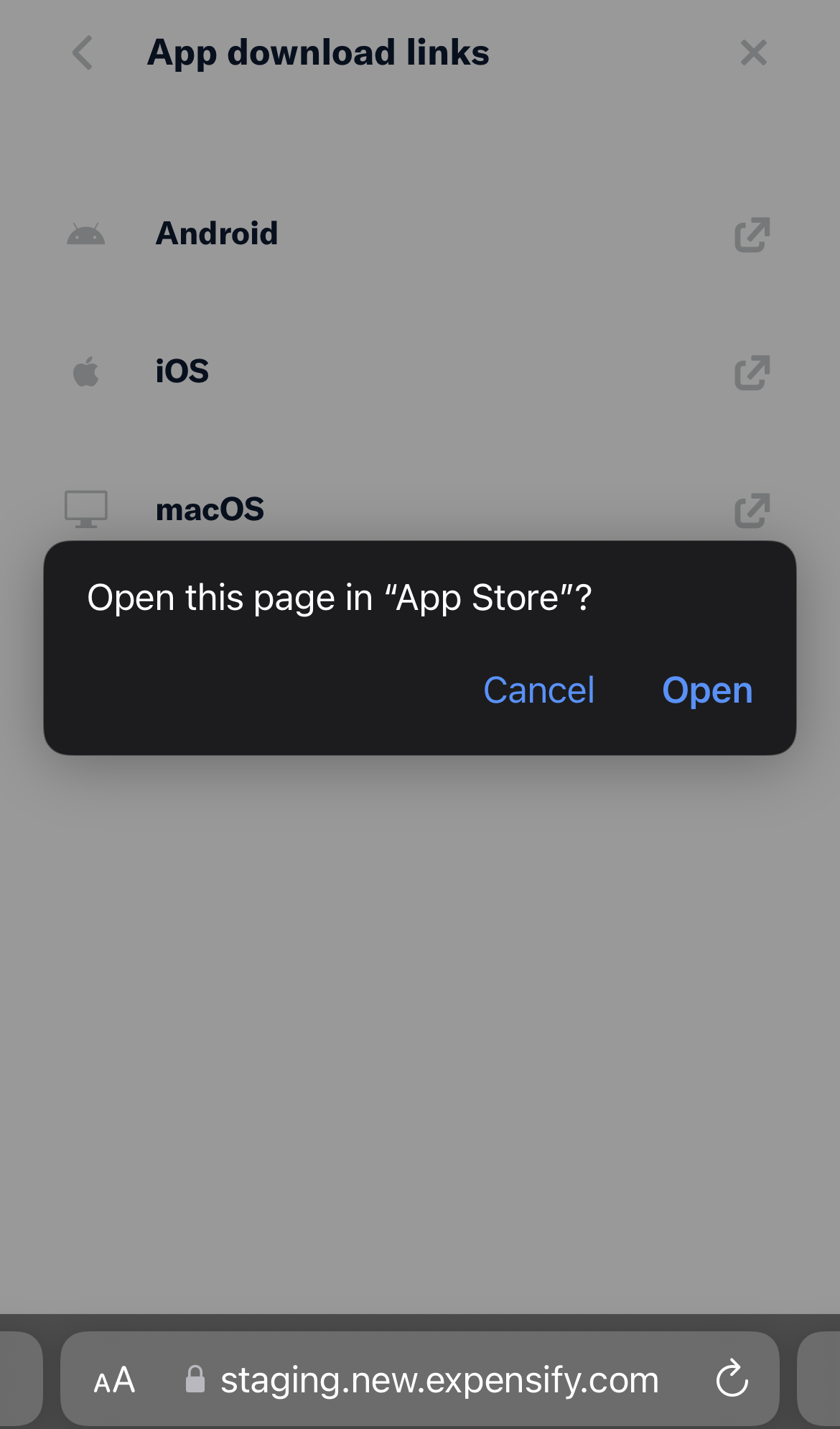 [HOLD for payment 2022-10-03] [$500] mWeb/safari - When we try to download App from ‘App ...