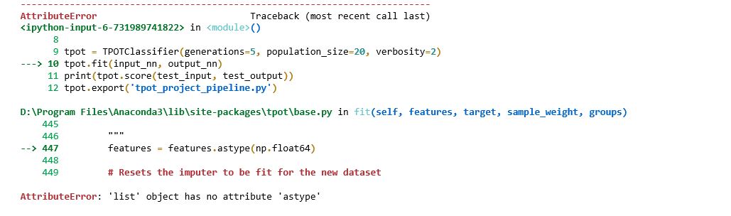 Tpot Fit Error · Issue 537 · Epistasislab Tpot · Github
