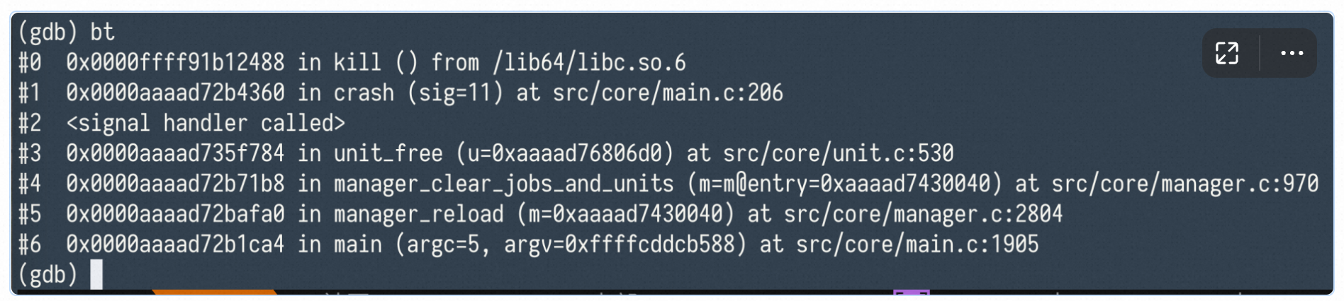 Systemctl Daemon Reload Fails With Segv The Fatal Pointer Is Only 2 Bit Different From The