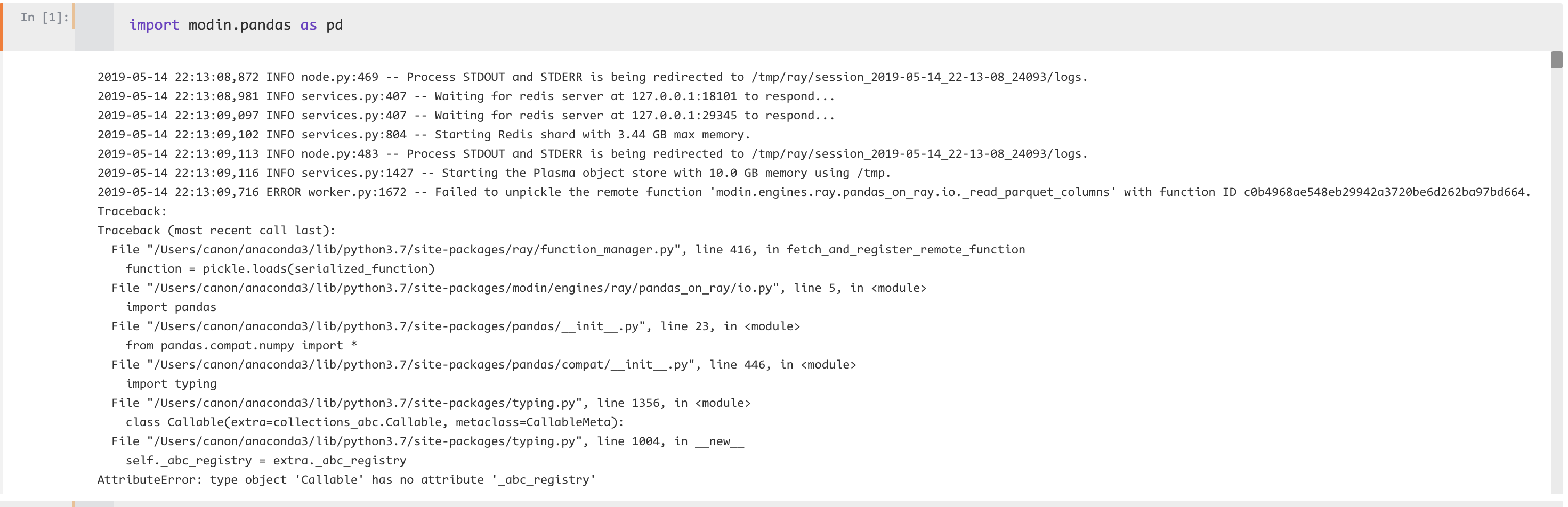 Error Jupyter Import Modin Module · Issue 619 · Modin Project Modin · Github