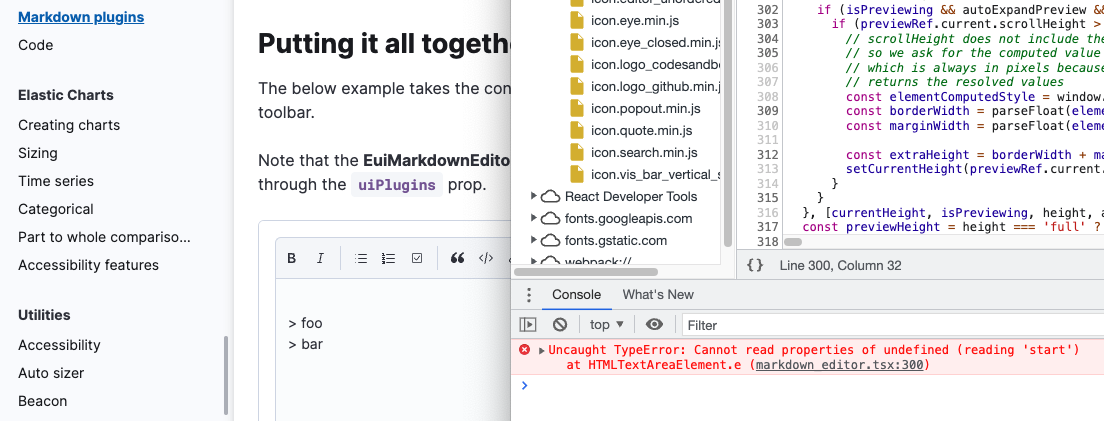[EuiMarkdownEditor] `getCursorNode` function throws error in some cases · Issue #5504 · elastic ...