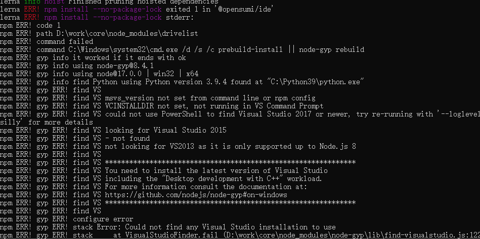 [BUG] npm run init 报错 · Issue #545 · opensumi/core · GitHub