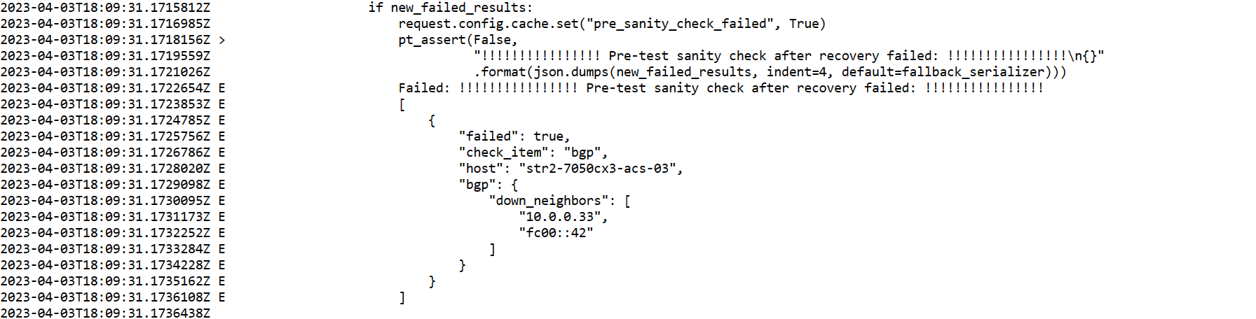 Pre Test Sanity Check Failed Due To Downneighbors After Running Testbgpsessionflappy On