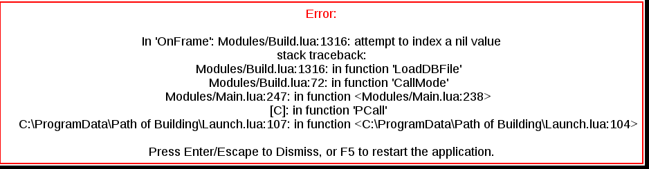 LoadDBFile error upon launching · Issue #2740 · PathOfBuildingCommunity ...