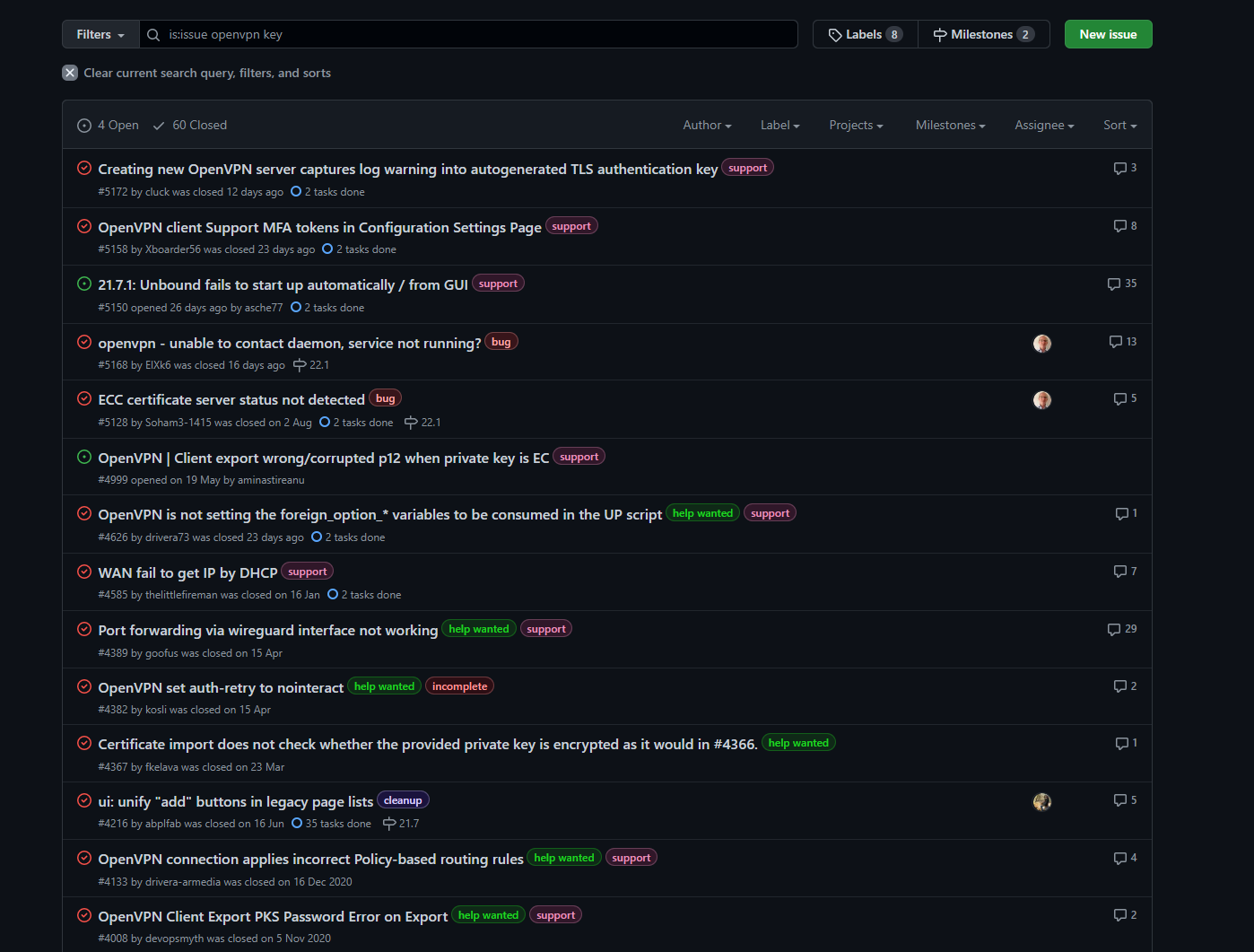 Creating new OpenVPN server captures log warning into autogenerated TLS authentication key ...