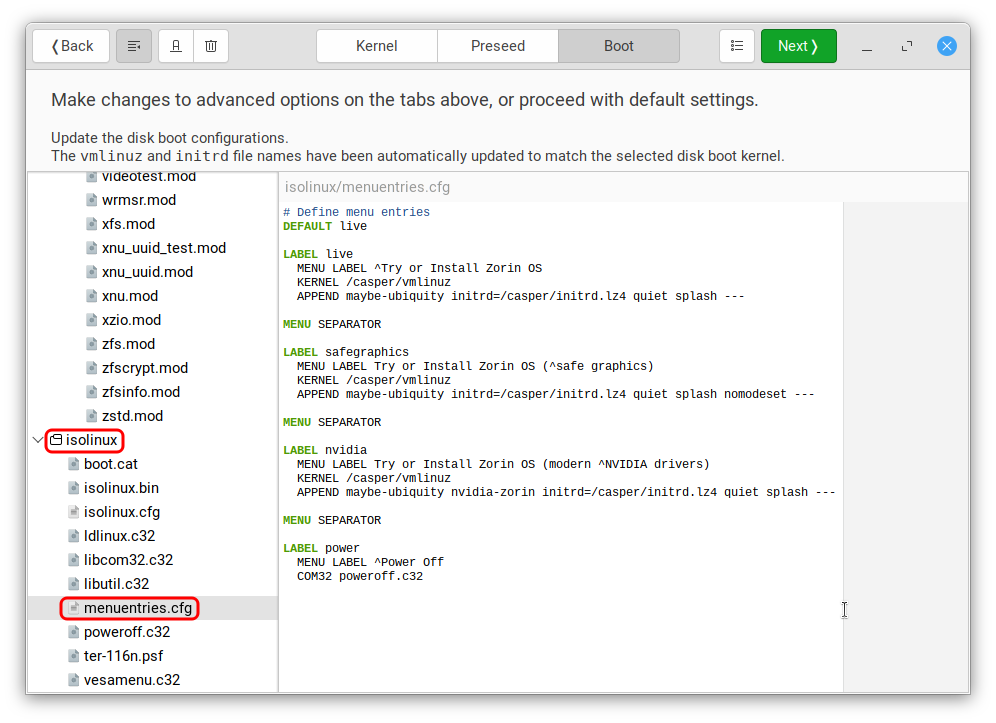 How to fix ISO Grub menu countdown loop (for Zorin OS)? · Issue #49 · PJ-Singh-001/Cubic · GitHub