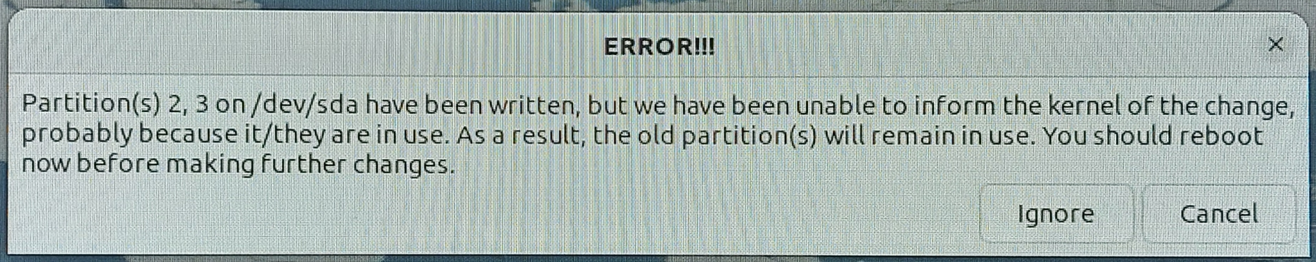 unable to inform the kernel of the change -ubuntu-22.04.2-desktop-amd64 ...
