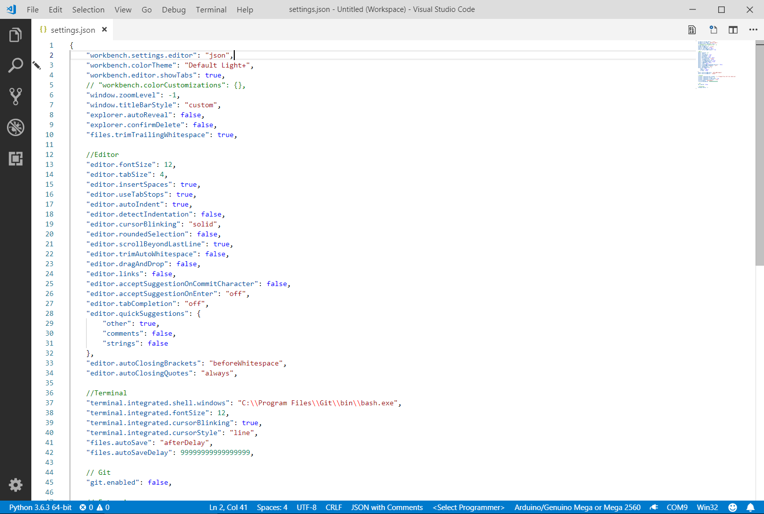 Linux: json settings button {} will not open both Default and custom ...