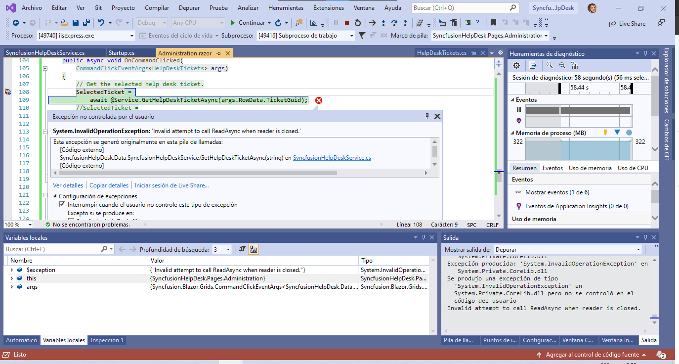 When I try to delete or edit a record I get a System.InvalidOperationException: 'Invalid attempt ...