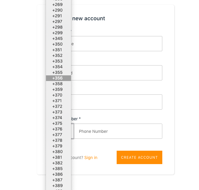 No Cyprus phone code at registration form · Issue #2408 · aws-amplify ...