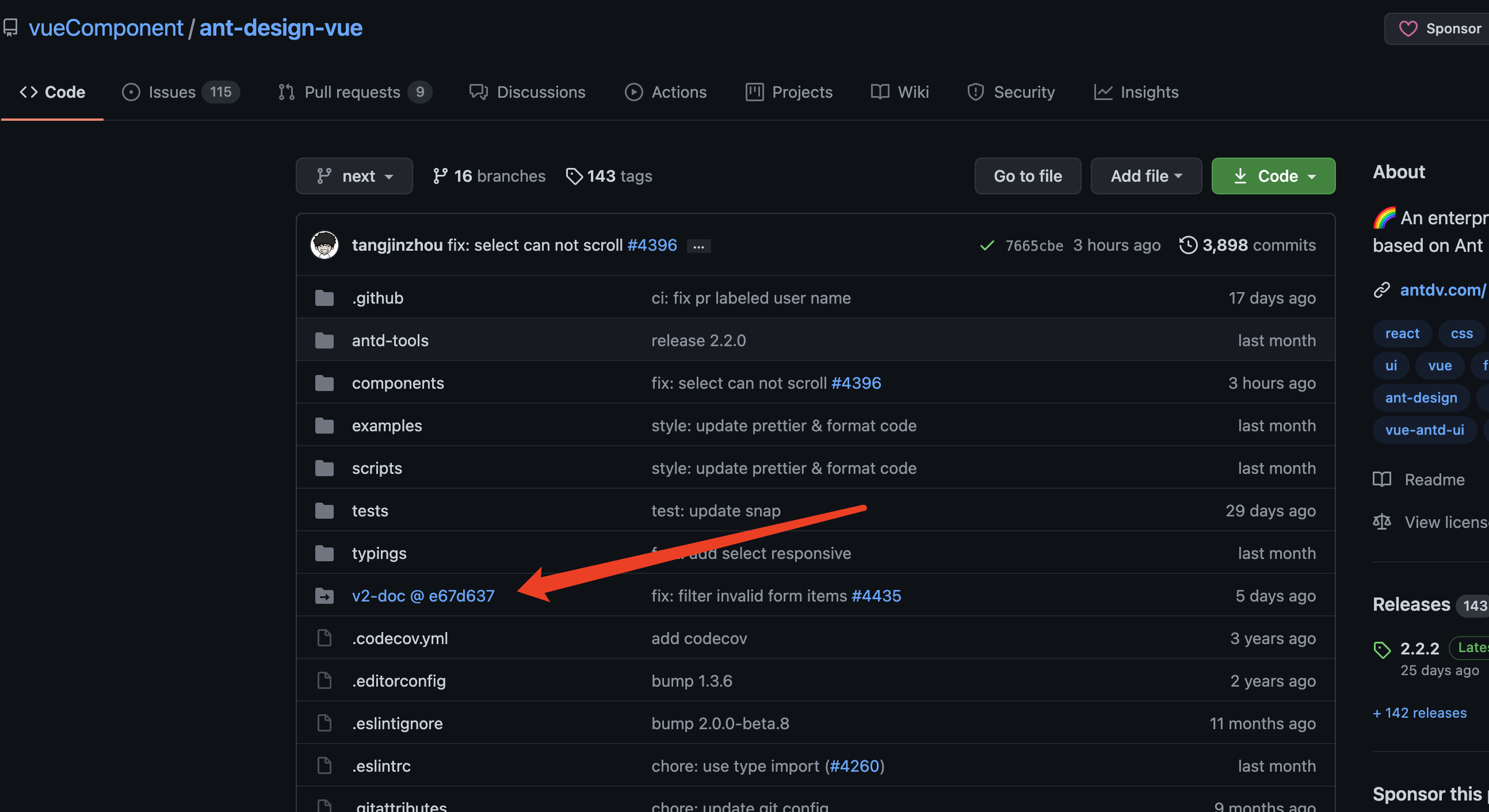 Why V2 Doc Gitmodule Is 404 · Issue 4475 · Vuecomponentant Design Vue · Github 
