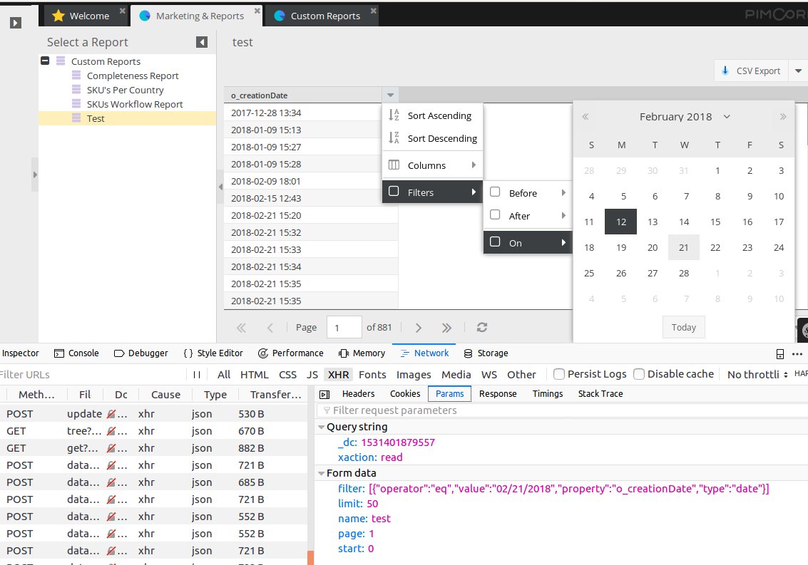 Date filter is not working on custom report . · Issue #3071 · pimcore/pimcore · GitHub