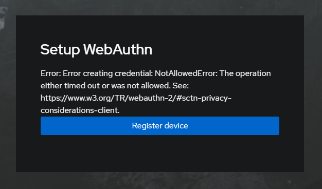 WebAuthn flow throws error when attempting to register Yubikey · Issue #5599 · goauthentik ...
