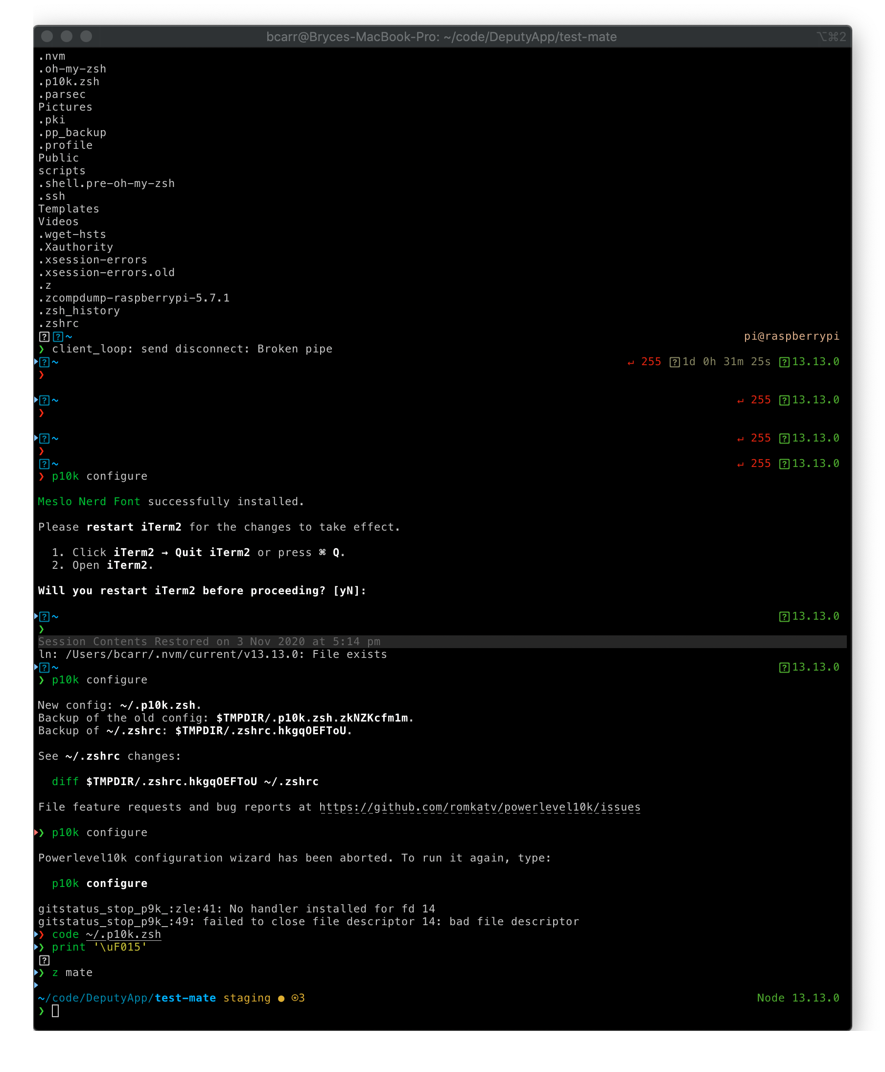 Some characters stopped rendering after font update by 'p10k configure ...