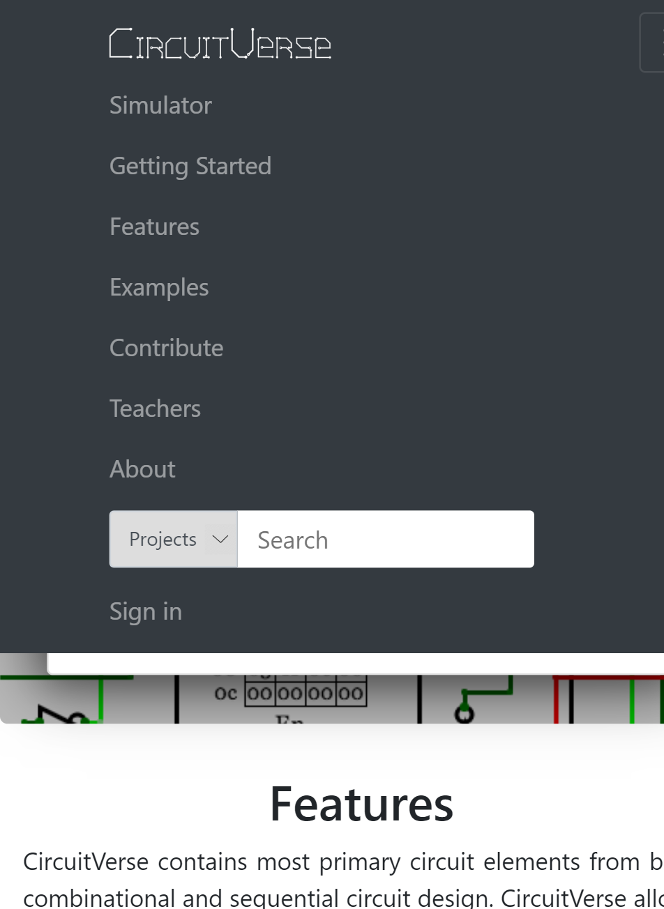 Fix search field in mobile view · Issue #551 · CircuitVerse/CircuitVerse · GitHub