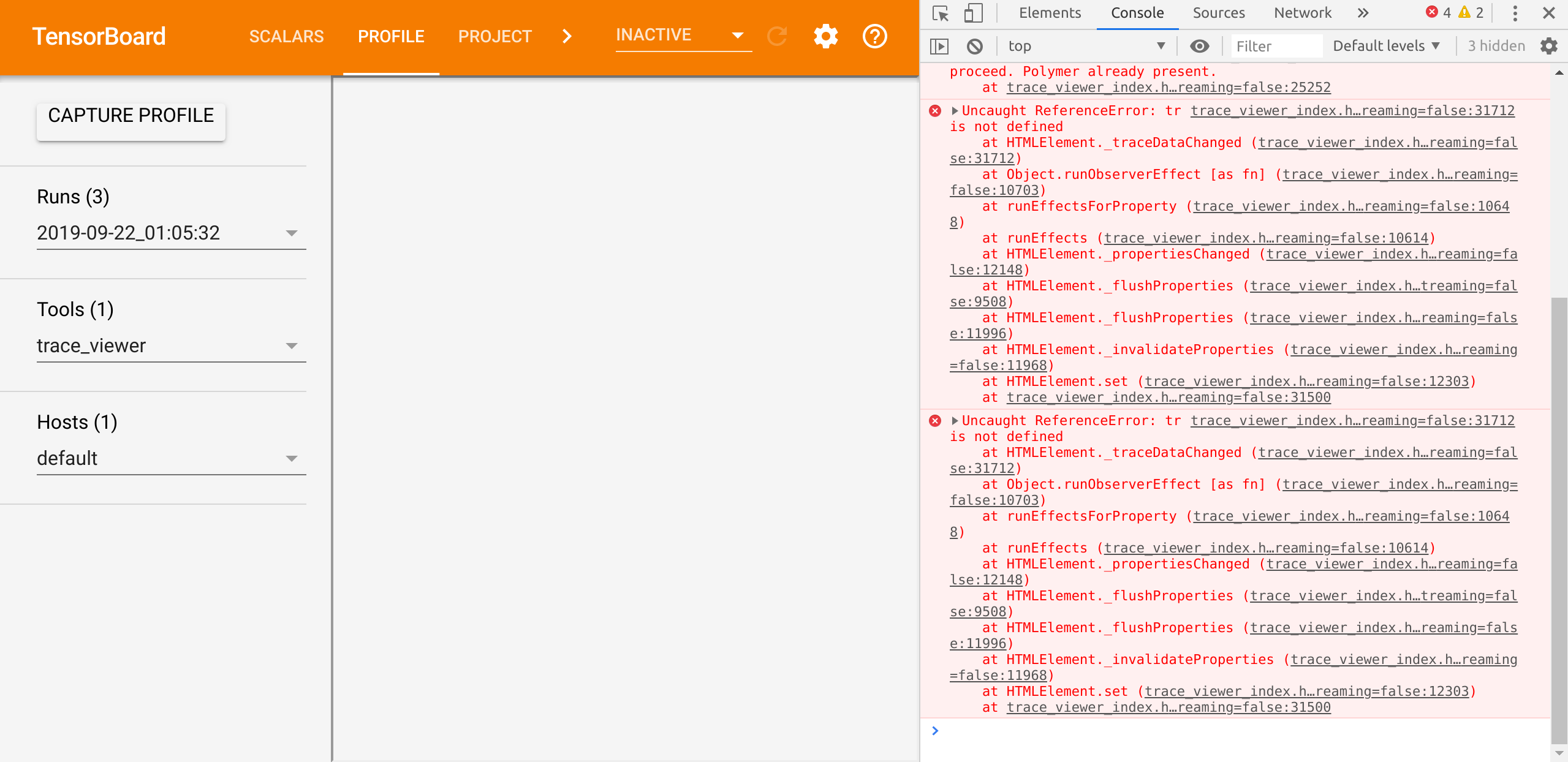 Profiler Issue In Browser Tensorboard Uncaught Error Cannot Proceed Polymer Already Present