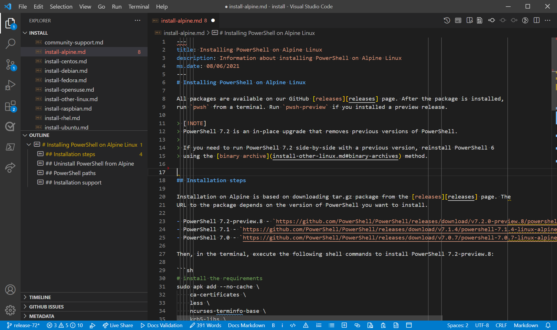 Fix Outline of Markdown files that contain "Includes" · Issue #131427 ...