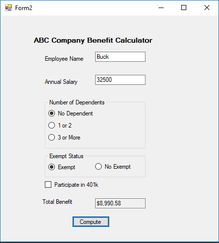 GitHub - qDing97/Benifit-Calculator: A simple C# program to calculate ...