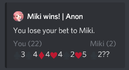 5 Card Charlie not activating. · Issue #678 · veldtech/miki-bot · GitHub