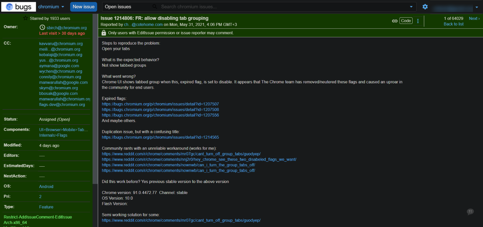 [Broken Website] bugs.chromium.org (again) · Issue #6449 · darkreader/darkreader · GitHub