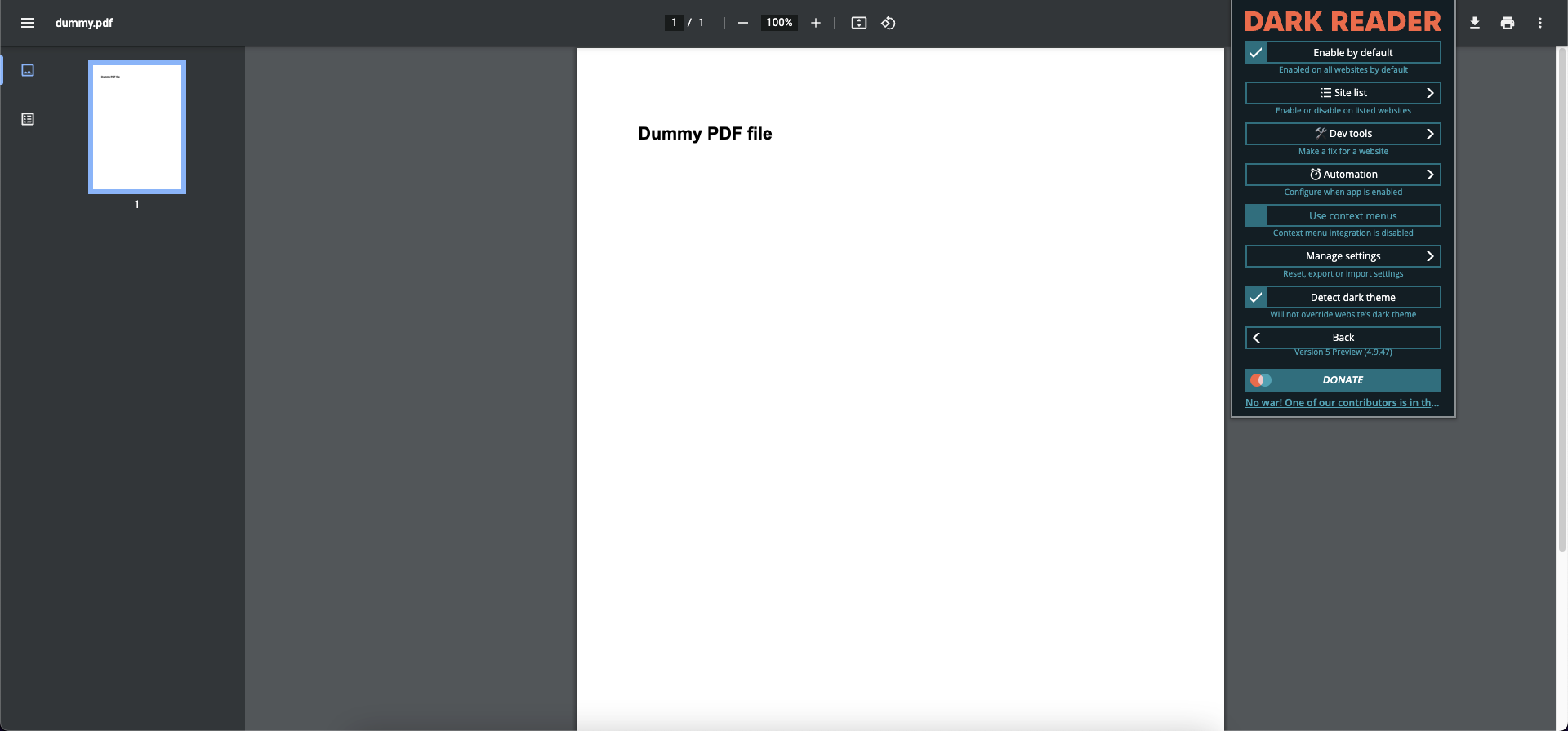 [Bug] With `Detect dark theme` turned on, PDF files are not inverted · Issue #8452 · darkreader ...