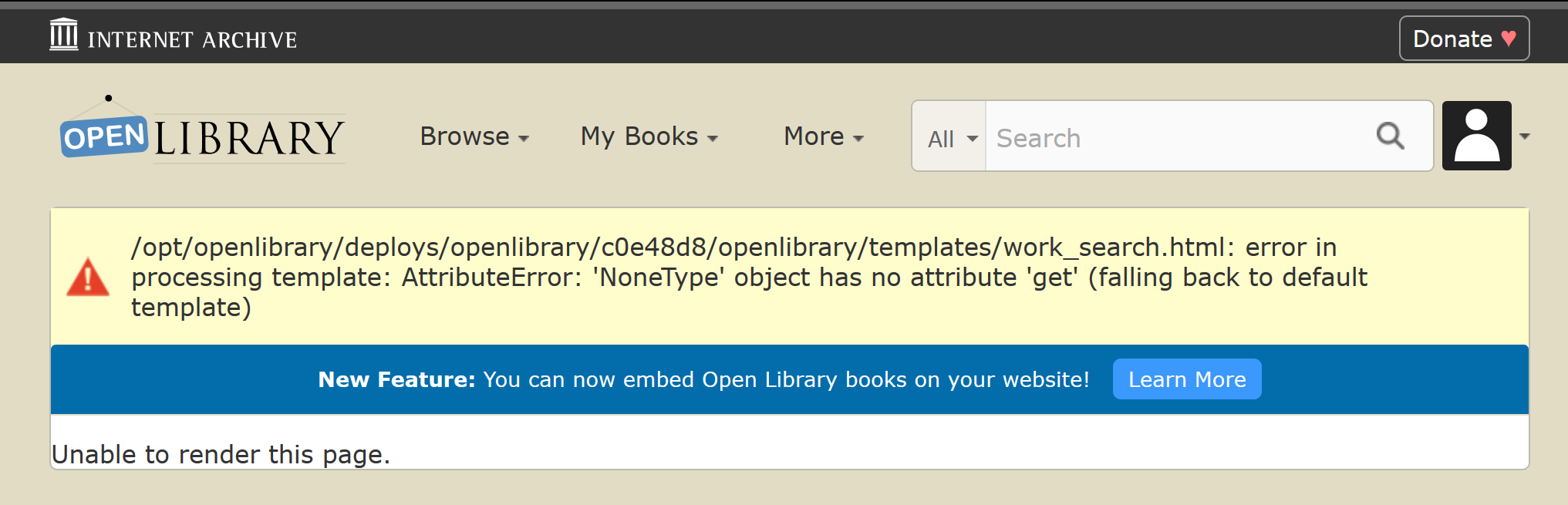 Works with invalid OCAIDs break search rendering · Issue #2001 · internetarchive/openlibrary ...