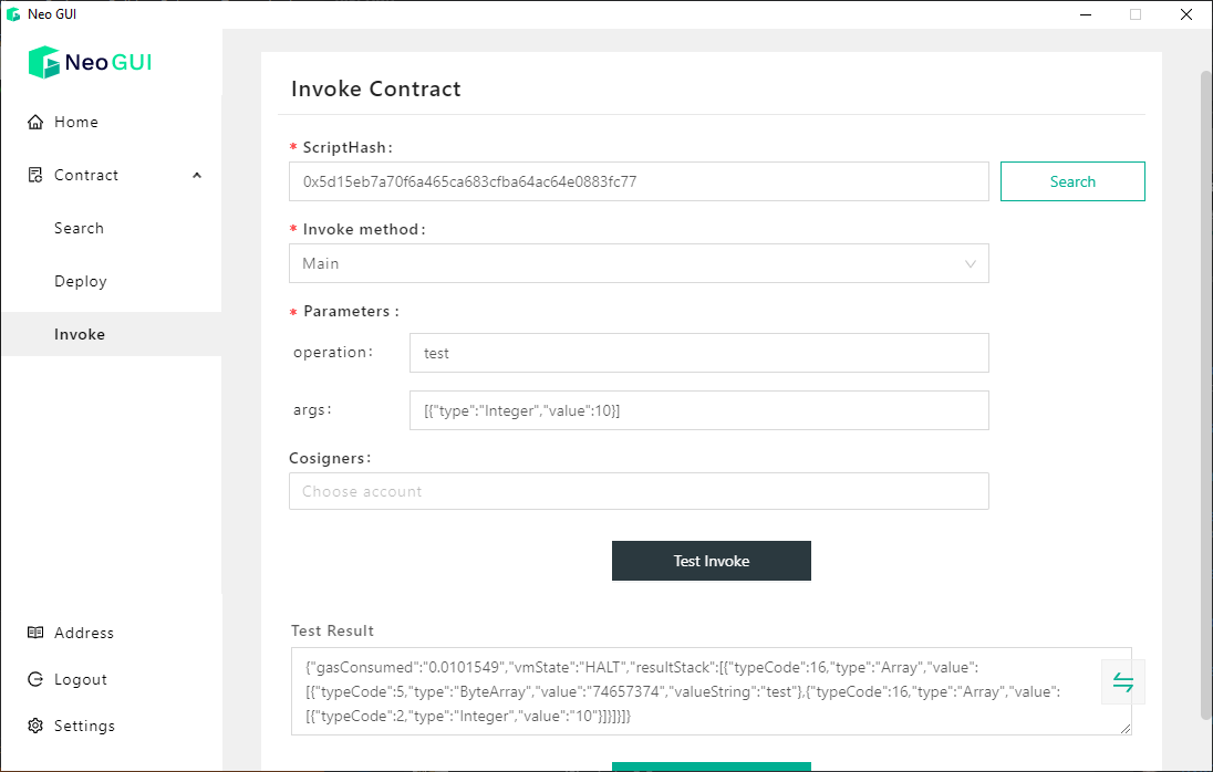 Result when invoking the smart contract entry point · Issue #71 · neo-ngd/Neo3-GUI · GitHub