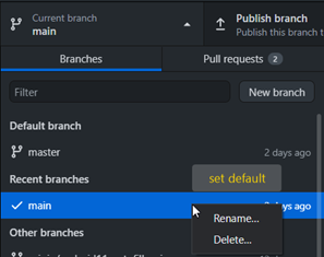 Branch : Set Default · Issue #12311 · desktop/desktop · GitHub